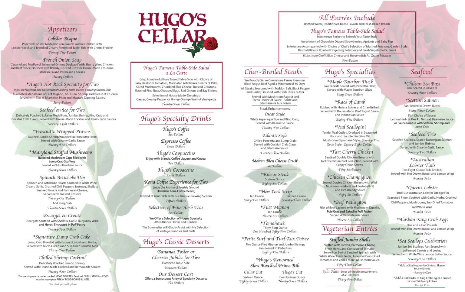 Hugo’s Cellar | Menu, Reviews, & Photos | Fremont Street Experience